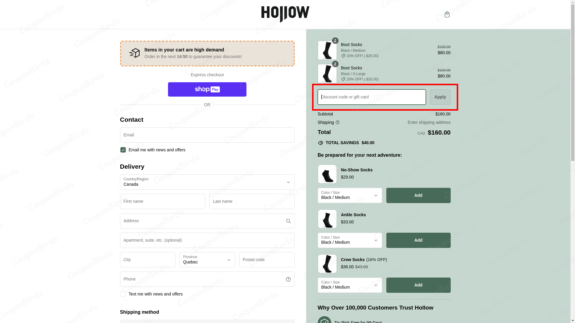 20% Off Hollow Socks Discount Codes - Verified - Jan 2026