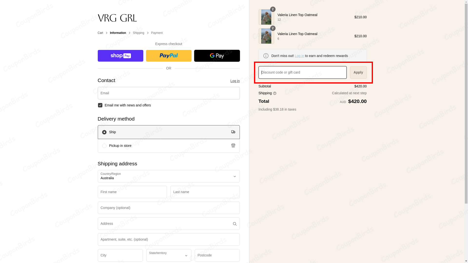 Vrg Grl Discount Code