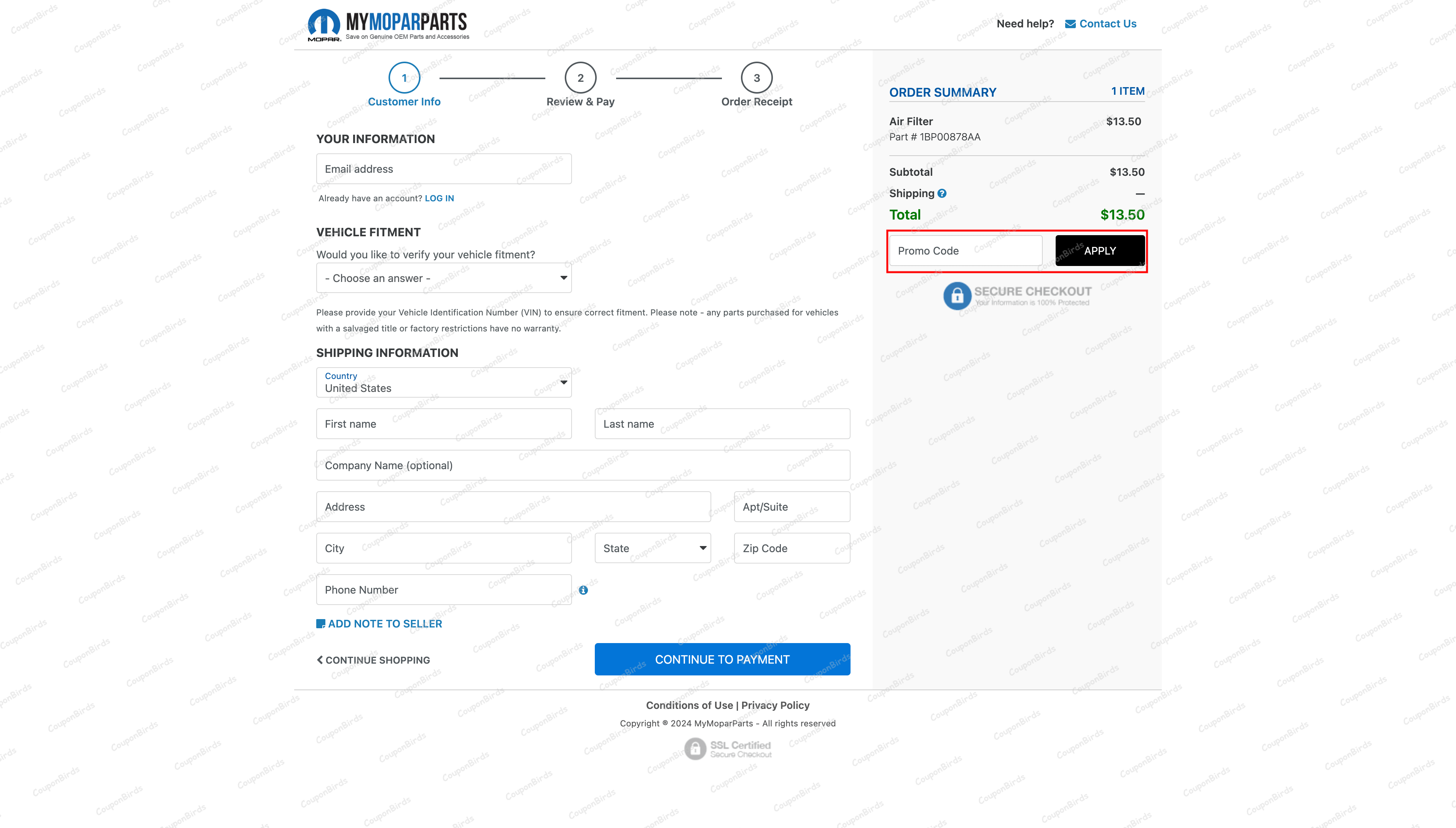 50% Off My Mopar Parts Promo Codes - Dec 2025