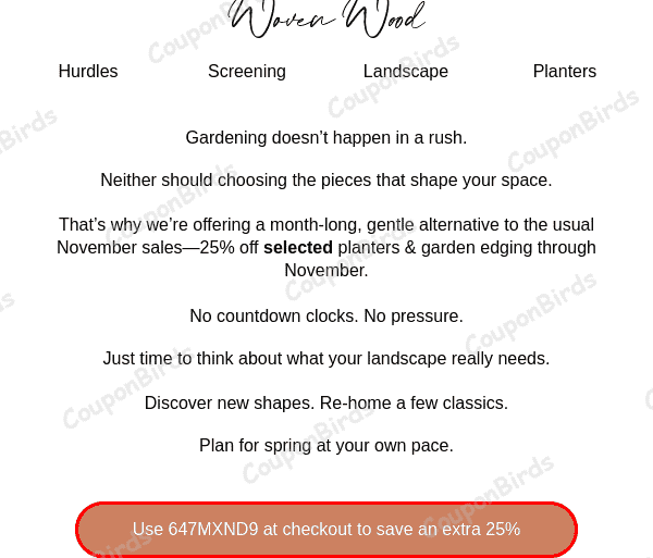 20% Off Woven Wood Discount Codes - Verified - May 2026
