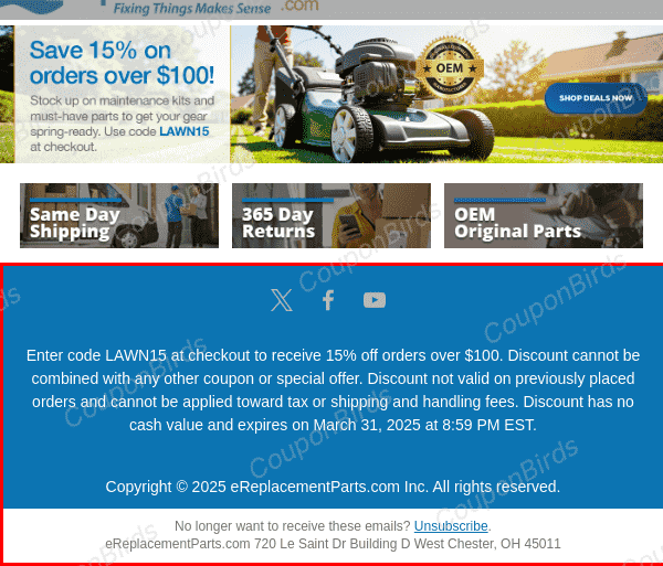 20% Off eReplacementParts Promo Codes - May 2026