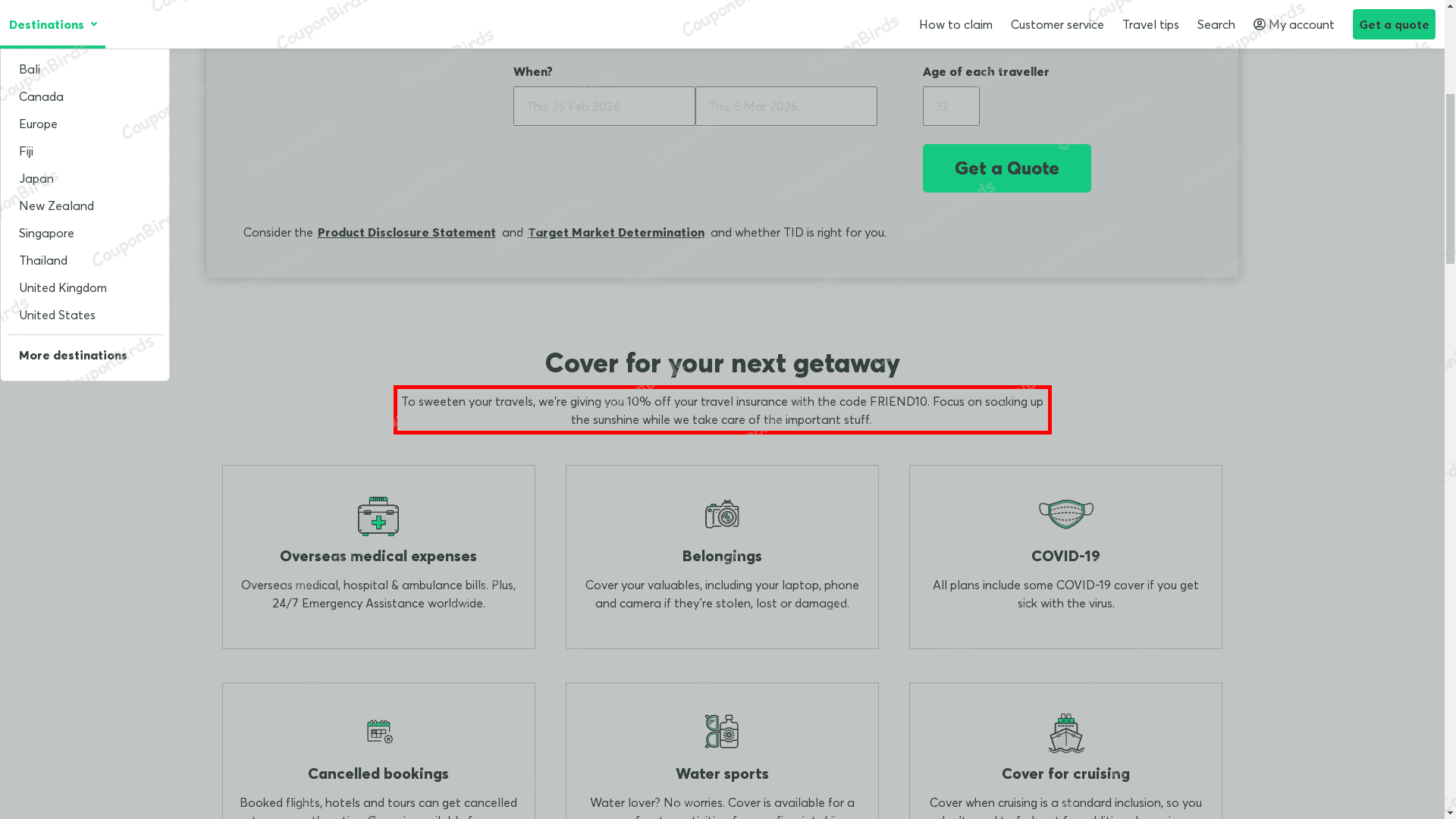 20% Off Travel Insurance Direct Promo Codes - May 2026