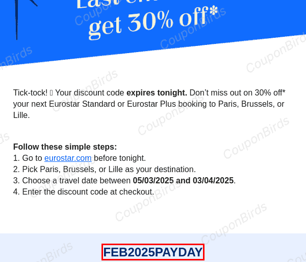 30% Off Eurostar Promo Codes - May 2025 Voucher Codes